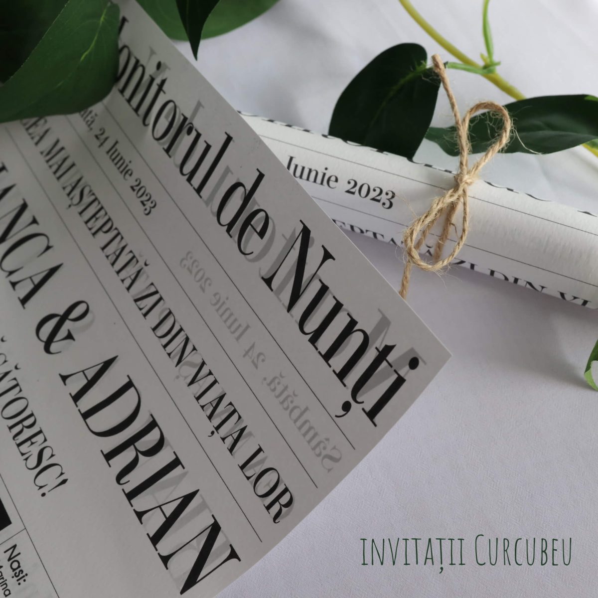 Invitații de nuntă -tematica Ziar „Monitorul de Nunți”