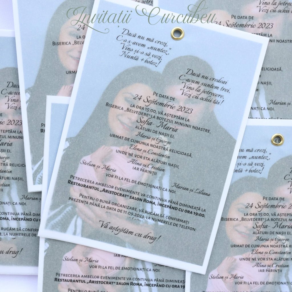 Invitație de nuntă cu poză - 2 în 1 - nuntă și botez