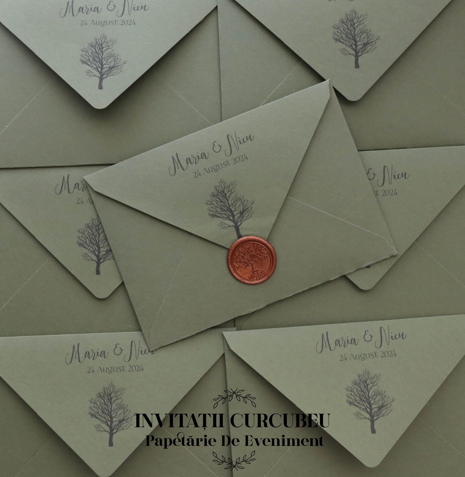 Invitație de nuntă cu plic personalizat